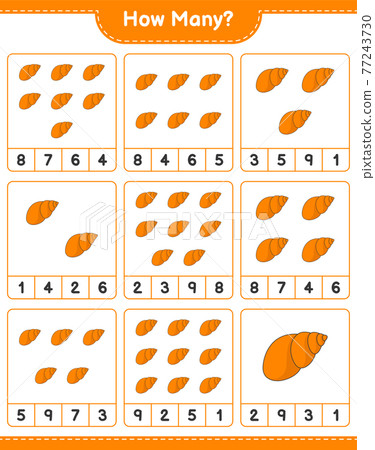 Counting game, how many Sea Shells. Educational... - Stock Illustration ...