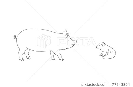 Illustration of a pig parent and child-line... - Stock Illustration ...