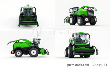 Set green modern combine on a white background.... - Stock Illustration ...