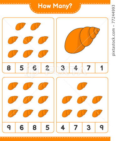 Counting game, how many Sea Shells. Educational... - Stock Illustration ...