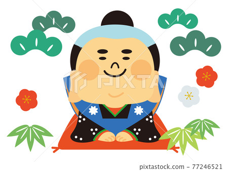 Fukusuke with a smile and Ume Shochiku - Stock Illustration [77246521 ...