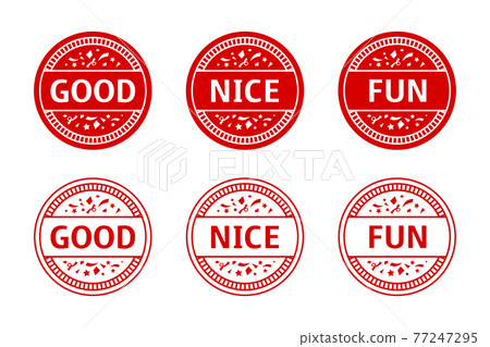 GOOD NICE FUN stamp vector illustration icon set - Stock Illustration ...