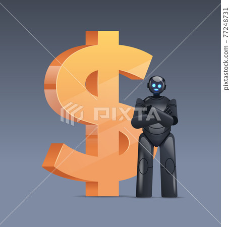 robot near dollar icon saving money getting...-插圖素材 [77248731] - PIXTA圖庫