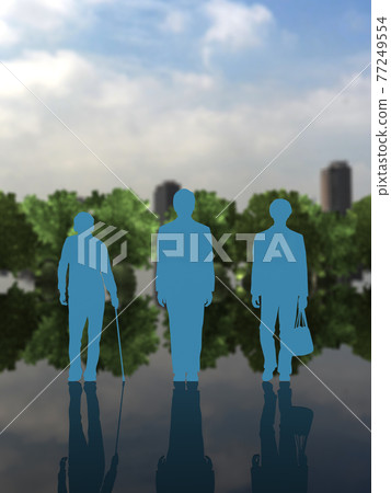 Three generations of male silhouettes,... - Stock Illustration ...