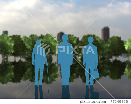 Three generations of male silhouettes,... - Stock Illustration ...