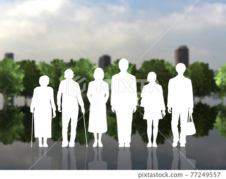 Three generations of men and women silhouette... - Stock Illustration ...
