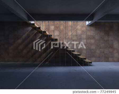 3d rendering image of stair with shadow on the... - Stock Illustration ...