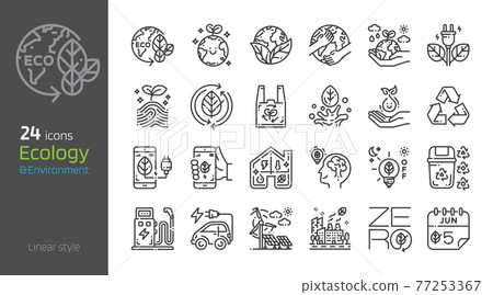 Ecology and environment line icon set - Stock Illustration [77253367 ...