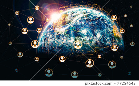 People network and global earth connection in... - Stock Illustration ...