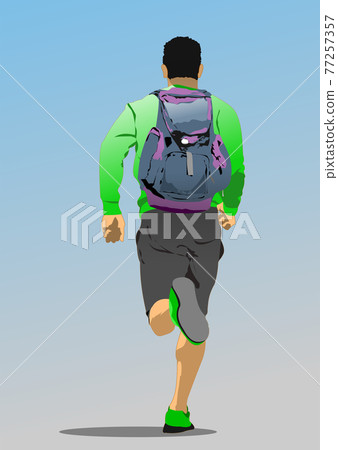 Man running with packsack. 3d vector illustration - Stock Illustration ...