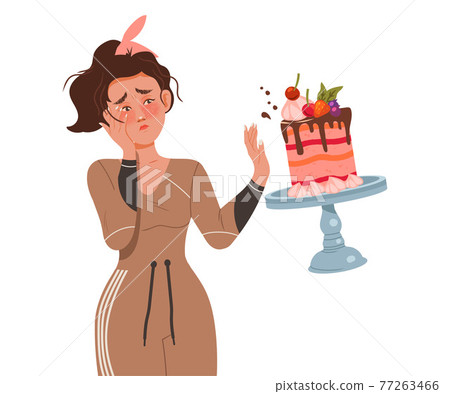 Female Looking at Falling Down Cake Feeling... - Stock Illustration ...