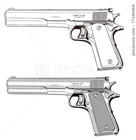 Gun, GUN, Illustration, 45, USA, Long Barrel 02 - Stock Illustration ...