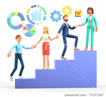 3D illustration of business team working... - Stock Illustration ...