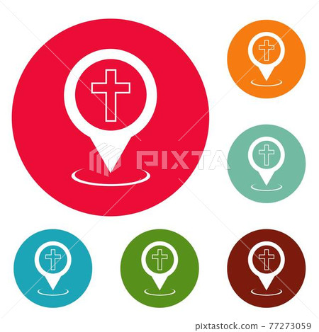 Church map pointer icons circle set vector - Stock Illustration [77273059] - PIXTA