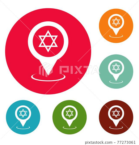 Synagogue map pointer icons circle set vector - Stock Illustration ...