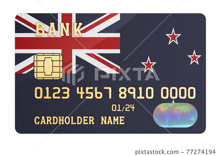 Bank credit card featuring New Zealand flag.... - Stock Illustration ...