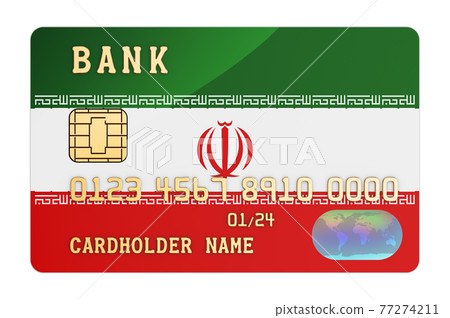 Bank credit card featuring Iranian flag.... - Stock Illustration ...