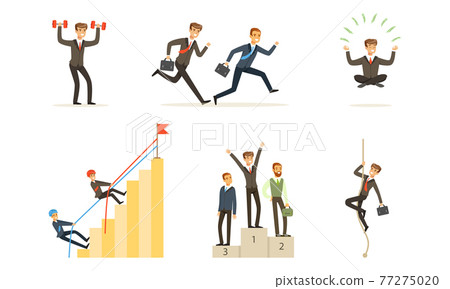 Competition of Business People Set, Office... - Stock Illustration ...