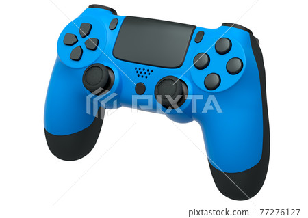 Realistic blue video game controller on white... - Stock Illustration ...