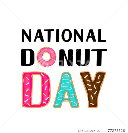 National Donut Day calligraphy lettering and... - Stock Illustration ...
