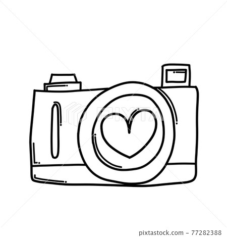 Camera with love Doodle vector icon. Drawing... - Stock Illustration ...