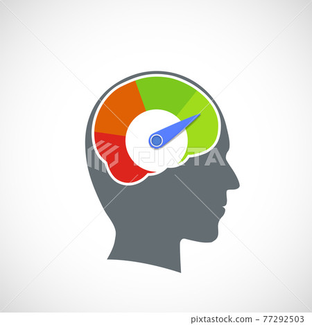 Human head with level scale and arrow - Stock Illustration [77292503 ...