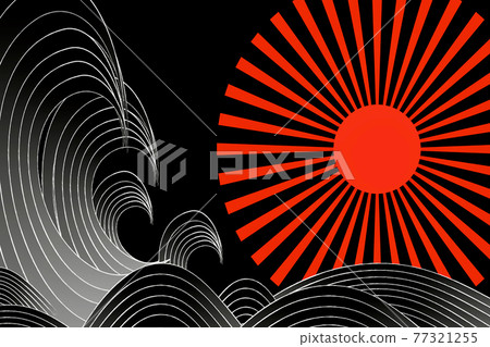 Japanese wave and sun - Stock Illustration [77321255] - PIXTA
