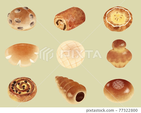 Sweet bread various background light blue - Stock Illustration ...