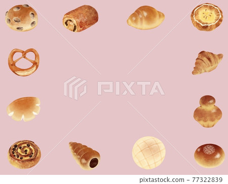 Various bread frame background pink - Stock Illustration [77322839] - PIXTA