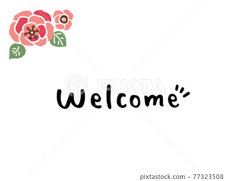 Cute character welcome flower / handwritten... - Stock Illustration ...
