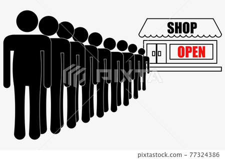 Shops and queues - Stock Illustration [77324386] - PIXTA