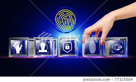 Biometric letter written on glass cube,... - Stock Illustration ...