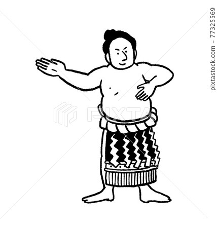 Sumo wrestler's line drawing illustration - Stock Illustration ...