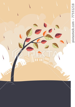 Windy landscape with tree - Stock Illustration [77331218] - PIXTA