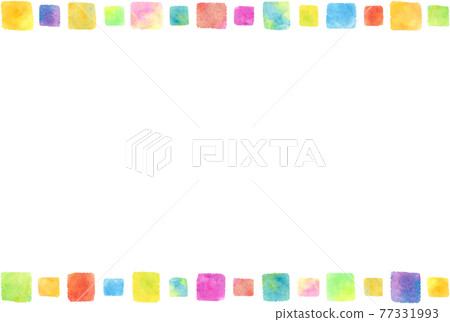 Cute square colorful watercolor frame - Stock Illustration [77331993 ...