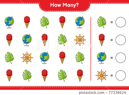Counting game, how many Globe, Ice Cream,... - Stock Illustration ...