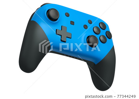Realistic blue video game controller on white... - Stock Illustration ...