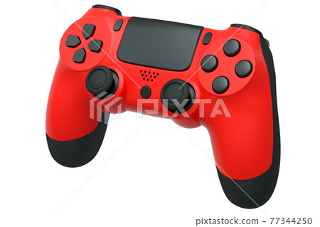Realistic red video game controller on white... - Stock Illustration ...