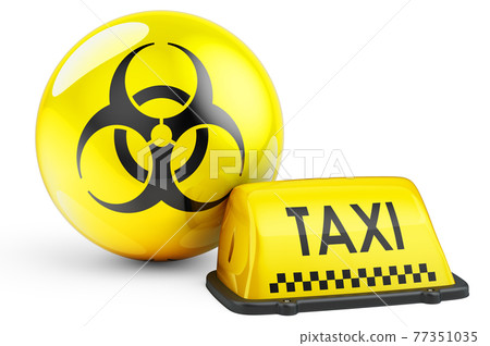 Yellow taxi car signboard with biohazard sign... - Stock Illustration ...