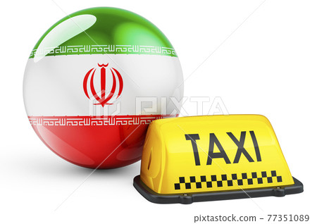 Taxi service in Iran concept. Yellow taxi car... - Stock Illustration ...