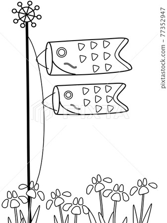 Line drawing of carp streamer - Stock Illustration [77352947] - PIXTA
