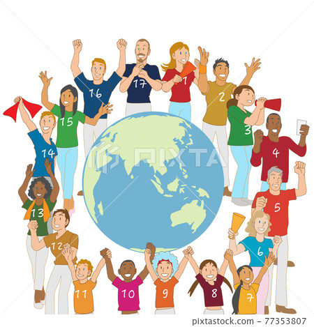People from all over the world and the earth... - Stock Illustration ...