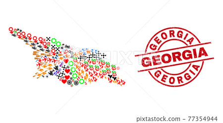 Georgia Distress Badge and Georgia Map Mosaic... - Stock Illustration ...