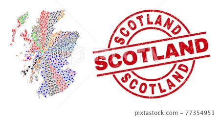 Scotland Distress Watermark and Scotland Map... - Stock Illustration ...