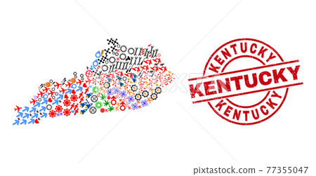 Kentucky Distress Watermark and Kentucky State... - Stock Illustration ...