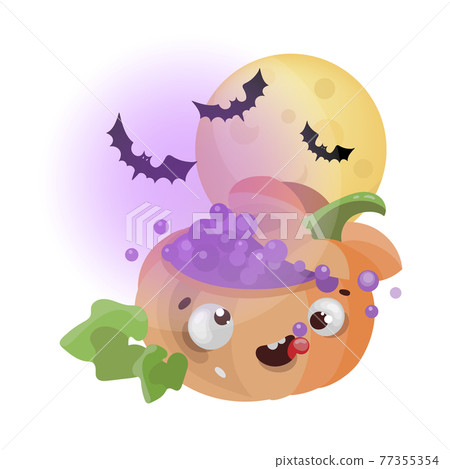 MAGIC PUMPKIN Halloween Funny Flat Design... - Stock Illustration ...