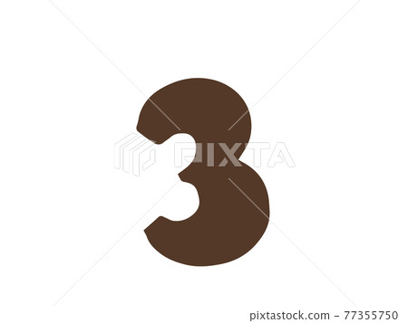 Cute number number 3 (brown color) /... - Stock Illustration [77355750 ...
