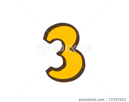 Cute number number 3 (brown color) /... - Stock Illustration [77355933 ...
