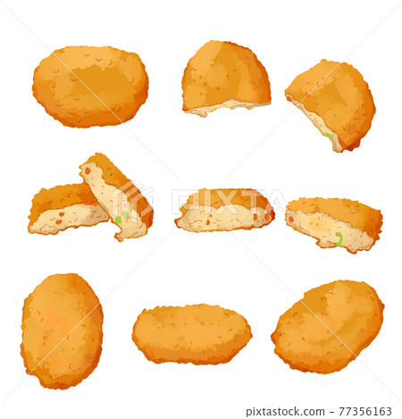 Watercolor croquette illustration set - Stock Illustration [77356163 ...