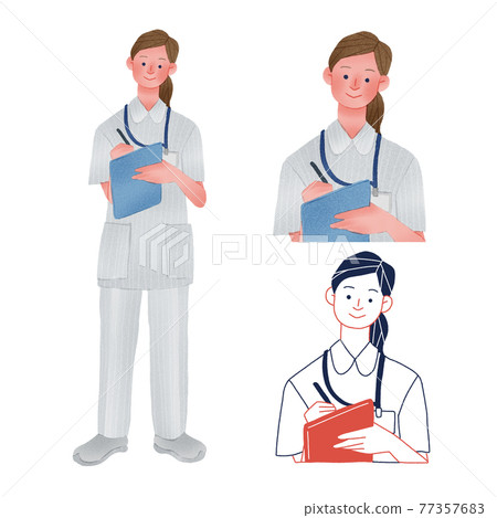 Female nurse hand-drawn illustration taking notes - Stock Illustration ...